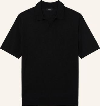 Reiss Reiss Strick-Poloshirt Duchie Aus Merinowolle schwarz