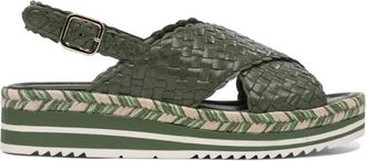 Pons Quintana Sandalen - Woven Leather Platform Sandals With Adjustable Buc - Gr. 40 (EU) - in Gr&uuml;n - f&uuml;r Damen