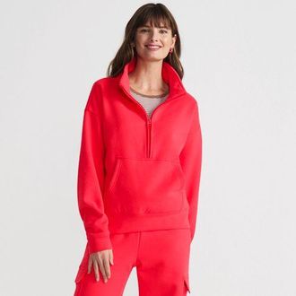 Lands End Sweatshirt SERIOUS SWEATS mit Rei&szlig;verschluss, Damen, Gr&ouml;&szlig;e:48-50 regular, Orange, Baumwoll-Mischung/Polyester-Mischung, by Lands End