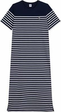 Petit Bateau A0CS7 Robe Manches Courtes Bleu/Blanc Femme M