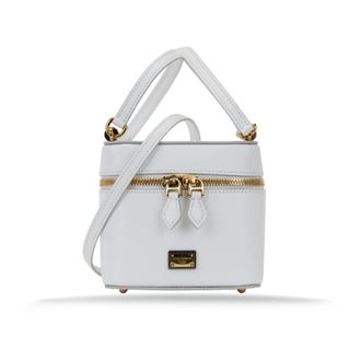 Dolce & Gabbana Leder Damen Schultertasche mit Spiegel - - Bags - Damen - Wei&szlig; - ONE SIZE