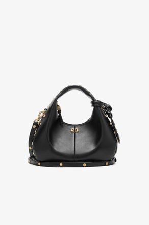 Ganni Mini sac noir &agrave; clous Hobo - Pour Femme