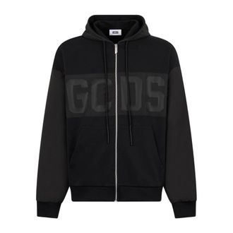 GCDS Logo Rei&szlig;verschluss-Kapuzenpullover - - Sweatshirts & Hoodies - Herren - Schwarzk - XL