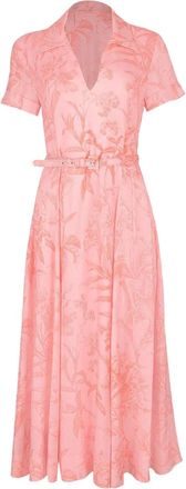 Monique Lhuillier robe longue ceinturée à fleurs - Rose