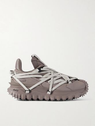Rick Owens + Moncler Trailgrip Megalace Sneakers Aus Canvas Mit Lederbes&auml;tzen - Braun
