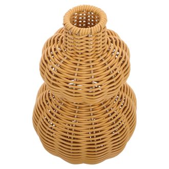 Holibanna Rustikale Weidenvase aus Kunststoff in Rattanoptik Tischvase mit Retro Flechtmuster f&uuml;r Wohn und B&uuml;rodekoration