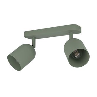 Eglo Deckenlampe 2-flammig Tilston, Deckenstrahler Wohnzimmer, Spot Deckenleuchte aus Stahl in Dunkelgr&uuml;n, E14 Fassung