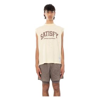SATISFY Satisfy, Homme, Tops, Beige, Taille: M MothTech Perforated Printed Muscle Tee
