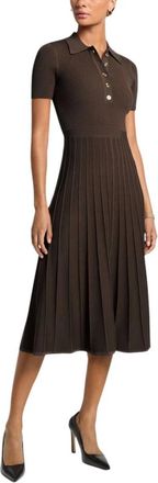 Michael Kors Robe midi polo &eacute;vas&eacute;e - Femme - Robes - Brun - Taille: 40 FR