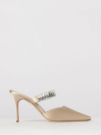 Manolo Blahnik Zumbon Mules aus Satin mit Kristallapplikationen und hohem Absatz