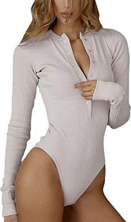 Minetom Femmes Dentelle Bodys Tops à Manches Longues Combinaison Dos Nu Bodysuit Grandes Tailles D Blanc 40