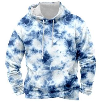 Generic Sweat &agrave; capuche imprim&eacute; Tie Dye &agrave; manches longues pour homme Athleisure, bleu, 3XL