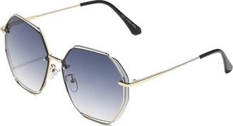 Generic Lunettes De Soleil Tendance &Agrave; Monture Large En M&eacute;tal For Femmes, Id&eacute;ales For La Photographie De Rue Et Les Vacances &Agrave; La Plage Ou Au Sport.(Blue)