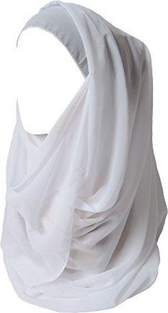 Lina & Lily Hijab pour Femmes Mousseline Foulard Écharpe Turban Châle Islamique (Blanc)