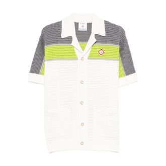 Casablanca Homme, Chemises, Blanc, Taille: XS Chemise &agrave; Manches Courtes Boutonn&eacute;e