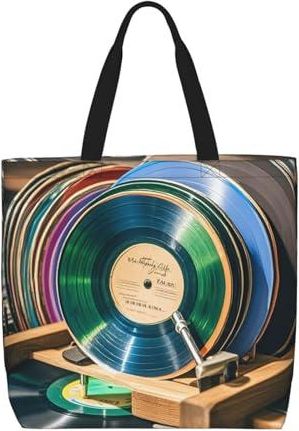 Generic Disques Vinyles Sac Cabas R&eacute;utilisable Sacs De Courses Imperm&eacute;able Sac Fourre-Tout Pour Voyage Travail Gym