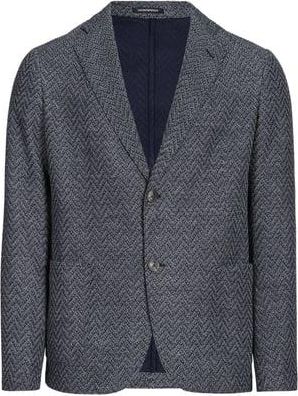 Emporio Armani Rechte Woll Chevron Jacke - Blau