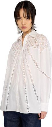 Semicouture Femme, Blouses et Chemises, Blanc, Taille: 40 FR Chemise avec empi&egrave;cement en dentelle Sangallo