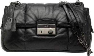 Prada Pre-owned Sac bandouli&egrave;re cha&icirc;ne en cuir Nappa Bomber - Femme - Pre-owned - Noir - Taille: ONE Size