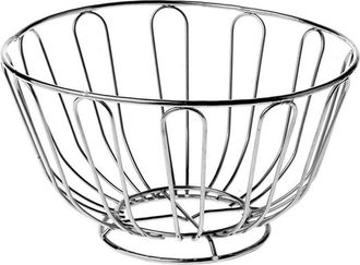 Premier Housewares Runder Obstkorb aus Drahtgeflecht, 24 cm, Chrom, chromdraht, Silber, 24x24x12