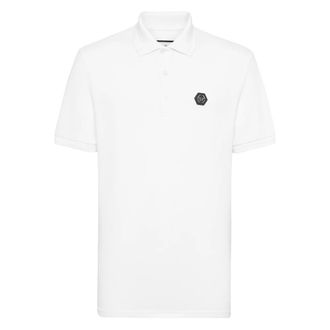 Philipp Plein Pique Polo Shirt SS Gothic Plein - - Tops - Herren - Wei&szlig; - 5XL