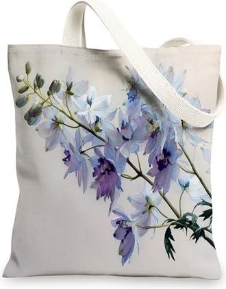 Generic Sacs fourre-tout en toile florale, design botanique élégant, sacs dépicerie réutilisables, vintage, légers, lavables avec bandoulière en toile, blanc,