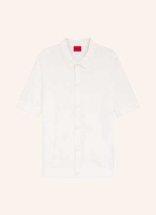 HUGO BOSS Hugo Strickhemd San Paco Extra Slim Fit weiss
