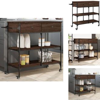 vidaXL K&uuml;chenwagen Braun Eichen-Optik 105x42x95 cm Holzwerkstoff - K&uuml;chentisch - K&uuml;chenschrank - K&uuml;cheninsel - Rollwagen - Servierwagen