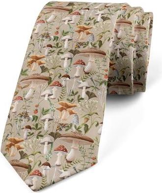 Generic Cravate Pour Hommes Champignon Vert, Brun, Beige Fine Tie &Eacute;troit Cravates Homme Pour Remise De Dipl&ocirc;me Accessoires F&ecirc;te