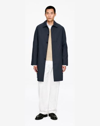 Arket Lockerer Car Coat Aus Baumwolle -Blau