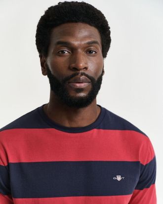 GANT Gant Herren T-Shirt gestreift - BAR Stripe T-Shirt, Rundhals, Kurzarm, Baumwolle Rot 3XL