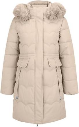 Generic Manteaux dhiver pour femmes, veste longue à fermeture éclair légère et imperméable avec capuche en fourrure, grande taille, couleur unie, manteau mate