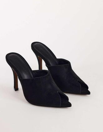 Topshop Winona sandales &agrave; talons &agrave; empeigne haute et bout ouvert en daim noir