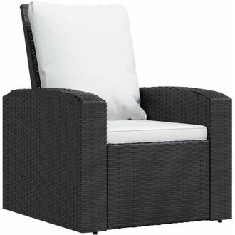 vidaXL Gartensessel Verstellbar mit Kissen Schwarz Poly Rattan Vidaxl