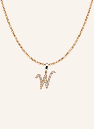 Cada Cada Kette Tiny Diamond Letter W rosegold