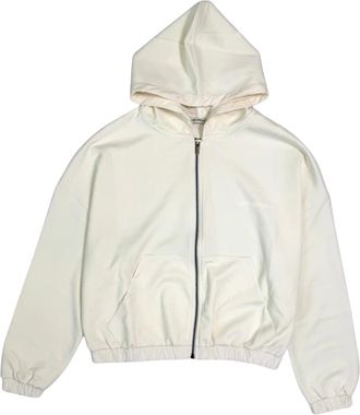 Hinnominate Hinnominate, Femme, Sweatshirts et sweats &agrave; capuche, Blanc, Taille: 38 FR Cropped Zip Sweat &agrave; capuche