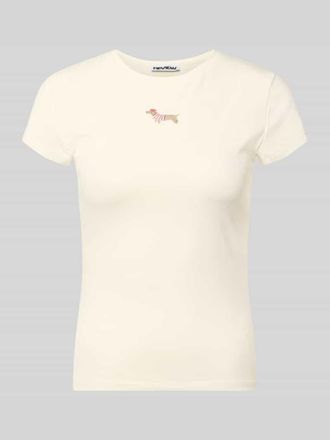 Review T-Shirt mit Motiv-Stitching und Rundhalsausschnitt
