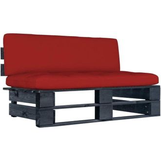 vidaXL Garten-Mittelsofa aus Paletten Schwarz Kiefernholz Impr&auml;gniert vidaXL
