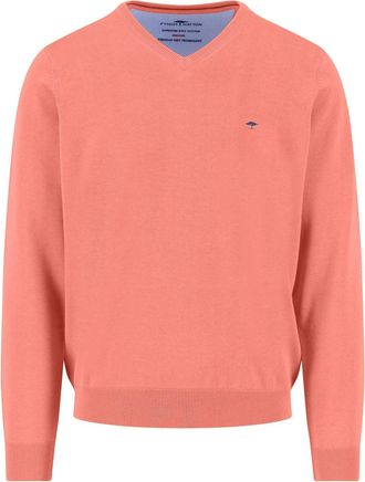 Fynch-Hatton Feinstrickpullover aus Baumwolle mit V-Ausschnitt Peach/XL