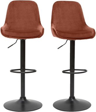 Miliboo Miliboo - Tabourets de bar design réglables velours rouge tomette (lot de 2) holo