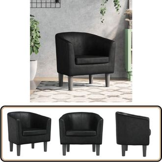 vidaXL Clubsessel Schwarz Kunstleder - Moderner Sessel - Lounge Chair - Ecksofa - Wohnraum Dekoration - Schwarzes Sofa