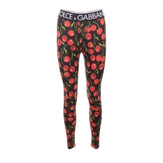 Dolce & Gabbana Femme, Pantalons, Rouge, Taille: 40 FR Cherries Leggings