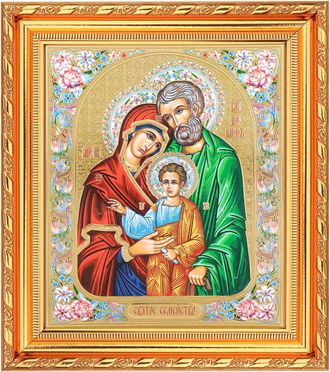 NKlaus Heilige Familie - Ikone im Rahmen mit Glas 21x18cm christlich - Ikonografie 16584