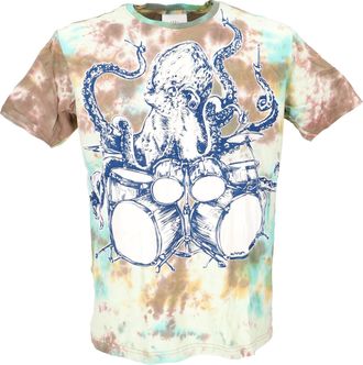 Guru Shop Mirror Herren T-Shirt, Yoga Shirt - Oktopus/Batik, Baumwolle, Size:XXL