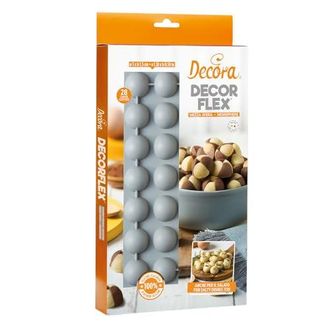 Decora 9260430 Form aus flexiblem Platinum-Silikon, hergestellt in Italien, hochwertig, mit 28 Mulden, für eine halbe Kugel mit Ø 30 x 15 H mm, für süße und 