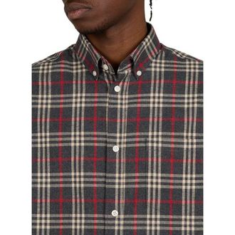 Au Printemps Paris Chemise Iflane col am&eacute;ricain &agrave; carreaux en coton