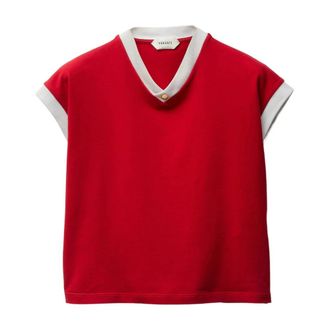 Versace Stretch Baumwoll-Jersey T-Shirt - - Tops - Damen - Rot - S