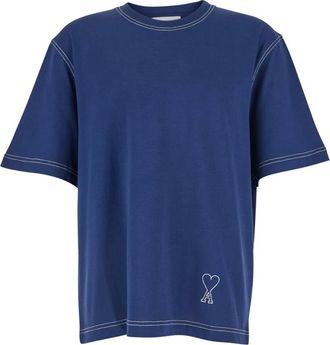Ami Homme, Tops, Bleu, Taille: S T-shirt Coupe Carr&eacute;e Manches Courtes