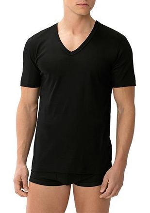 Zimmerli Herren T-Shirt schwarz Baumwolle unifarben
