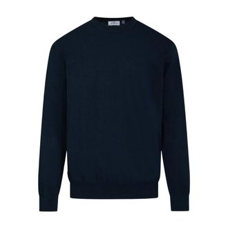 Aquascutum Pull &agrave; col rond en laine m&eacute;rinos extrafine - Homme - Pulls - Bleu - Taille: XL